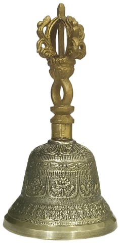 Bell Metal Tribhu (Ghanta) Bell with Dorje Handle: Buddhist Tibetan ...
